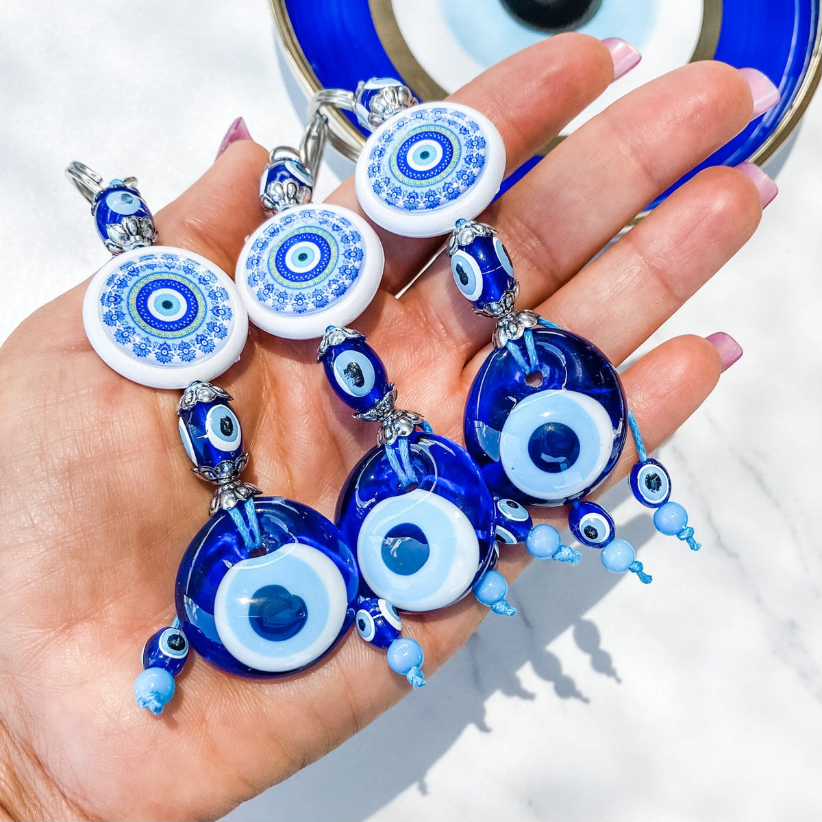 Evil Eye Glass Protection Key Ring - GemRox