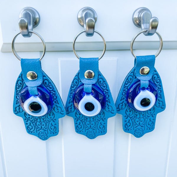 Evil Eye Hamsa Hand Keyring - GemRox