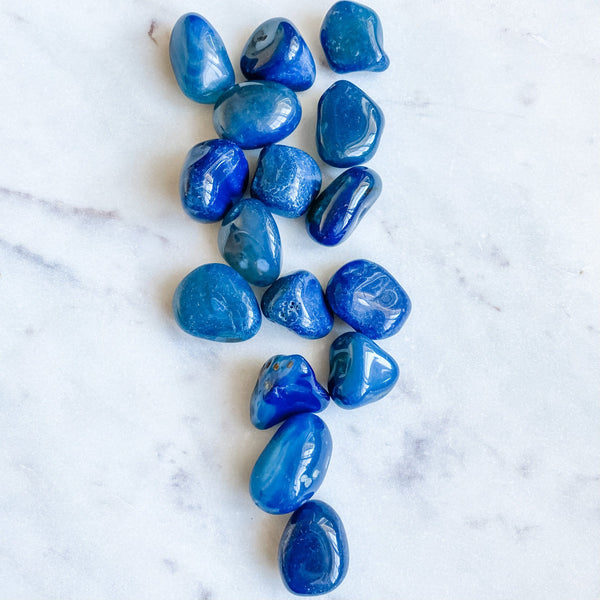 Agate Blue Tumbled Stone - GemRox